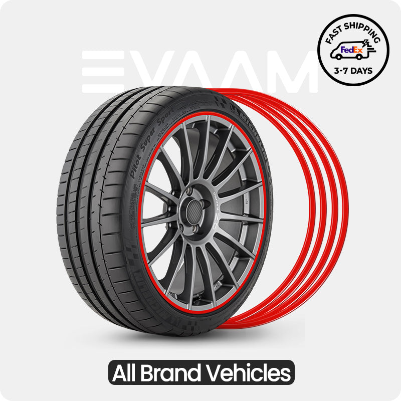 Red Aluminum Alloy Wheel Rim Protector- Fits All Cars (4pcs) – EVAAM
