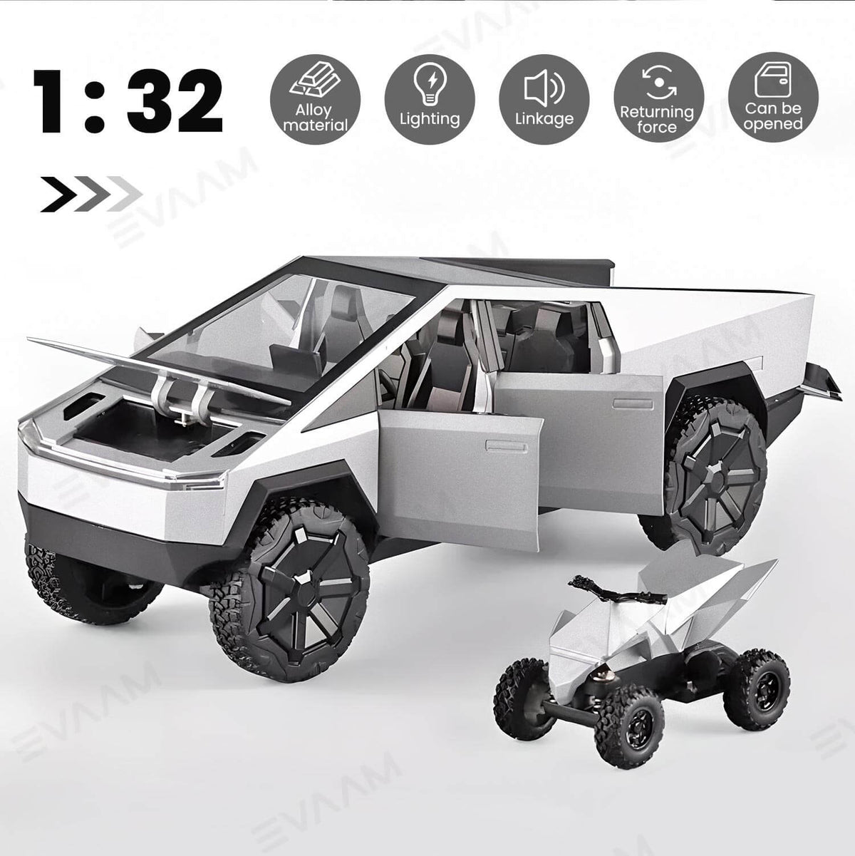 Cybertruck Model Pickup Truck 1/32 Alloy Toy Race Car | EVAAM