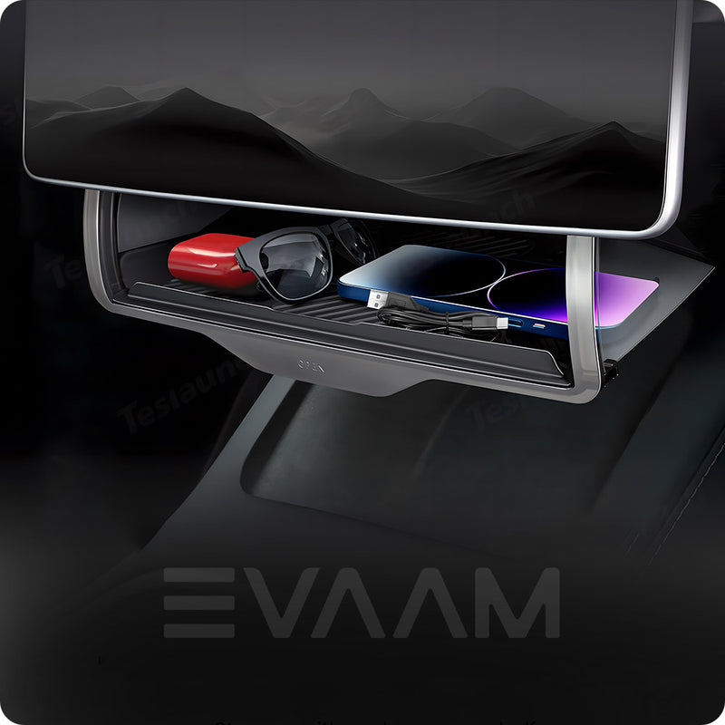 EVAAM® Hidden Foldable Under Screen Storage for Tesla Model Y & Model 3 ...