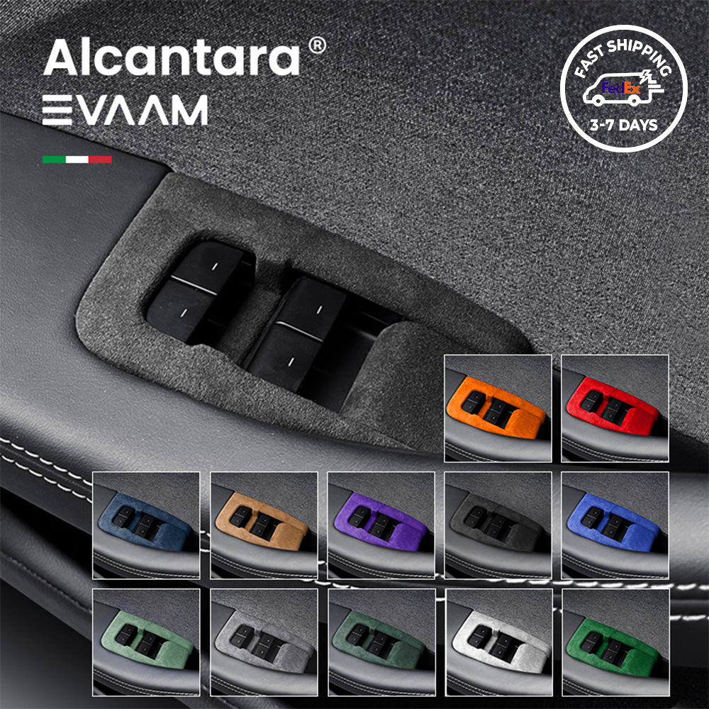 EVAAM® Alcantara Door & Window Switch Button Trim Cover for Tesla Mode