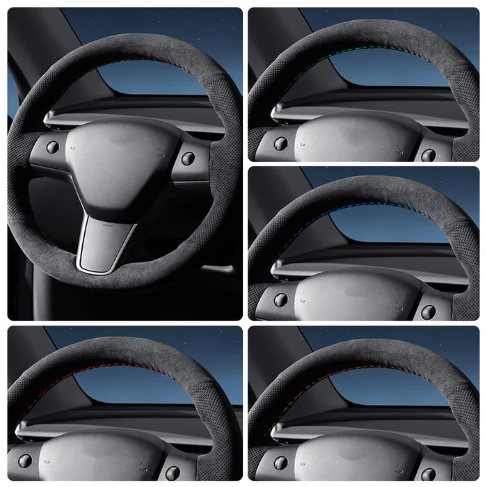 EVAAM® Alcantara Hand Stitch Steering Wheel Cover for Tesla Model 3/Y ...